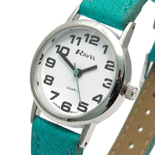 Ravel Ladies Super-Clear Easy Read Quartz Watch Aqua Strap R0105 13 16LA
