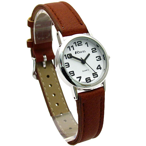 Ravel Ladies Easy Read Quartz Watch Brown Strap R0105 32 2a