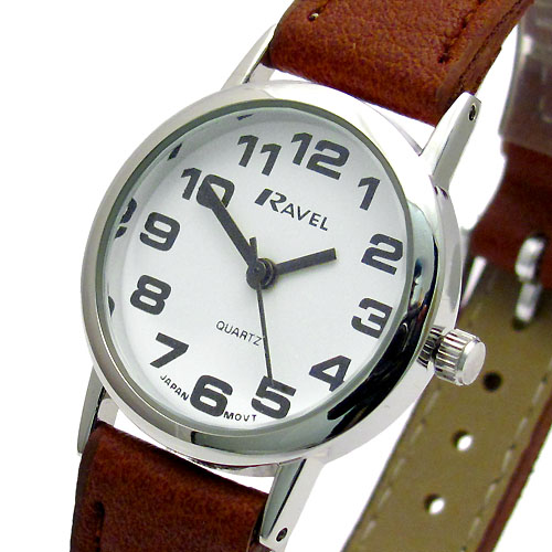 Ravel Ladies Easy Read Quartz Watch Brown Strap R0105 32 2a
