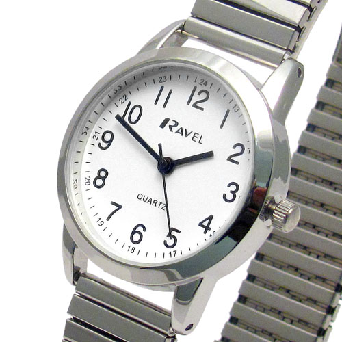 Ravel Ladies Super-Clear Quartz Watch with Expanding Bracelet sil 44 ...